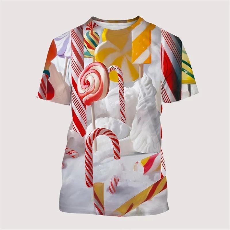 Fun 3d Printed Candy Lollipop T-shirt for Men, Fashionable Food ...
