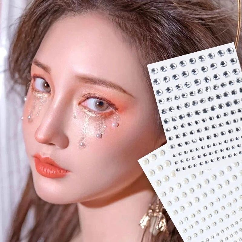 3/4/5/6mm Rhinestone Pearl Jewels Sticker Eyebrow Face Sticker - TikTok ...