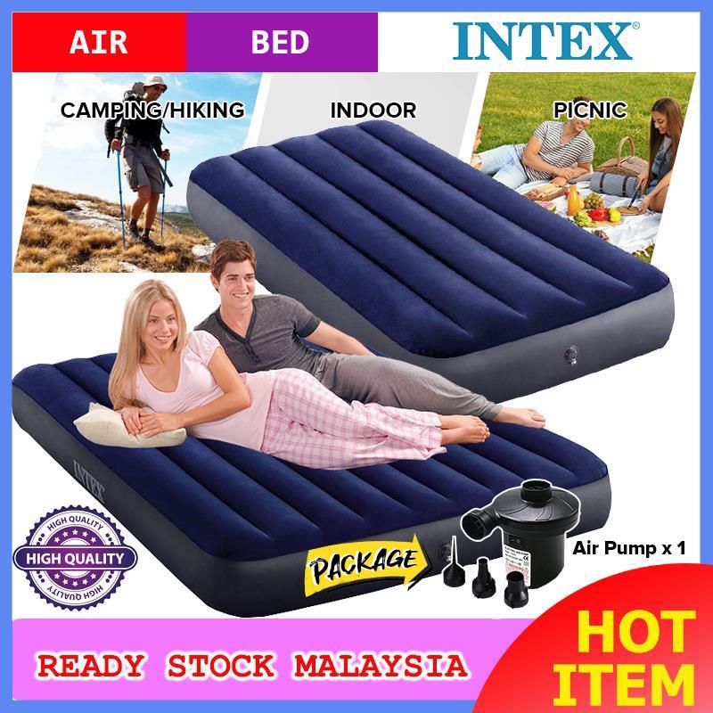 Intex Comfort Inflatable Flocked Sleeping Air Bed Mattress Single ...