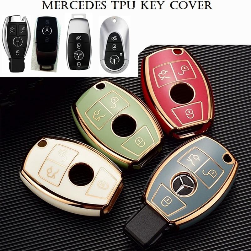 Mercedes Car Key Cover Chrome Reflection TPU Car Key Remote Casing ...