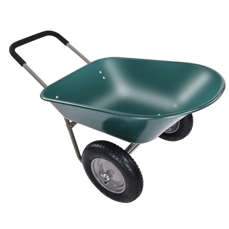 Dual-Wheel Garden Wheelbarrow with Pneumatic Tires and Reinforced ...