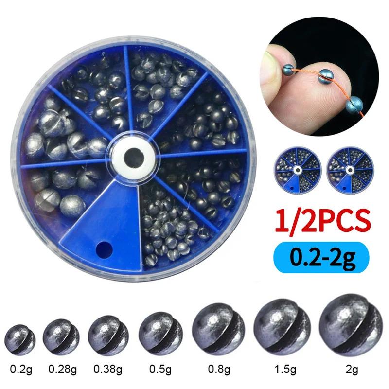 7 Sizes Split Shot Fishing Weights with Tackle Box Fishing Sinker ...