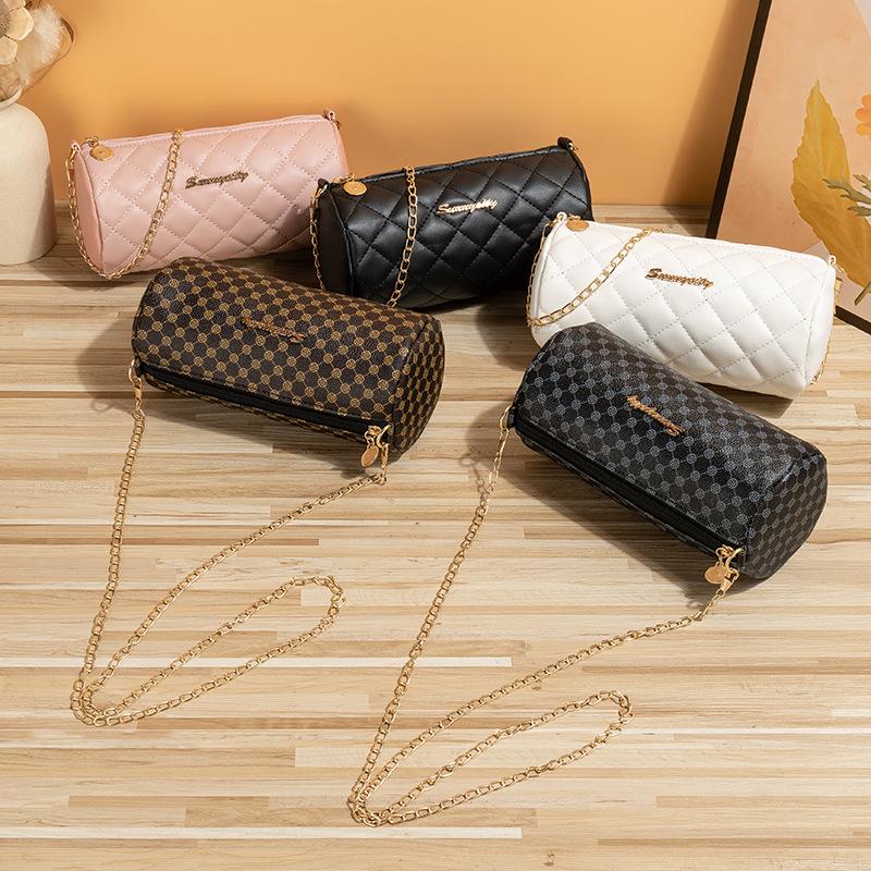 Trendy bag ladies bag printed chain crossbody cylinder bag, - TikTok ...