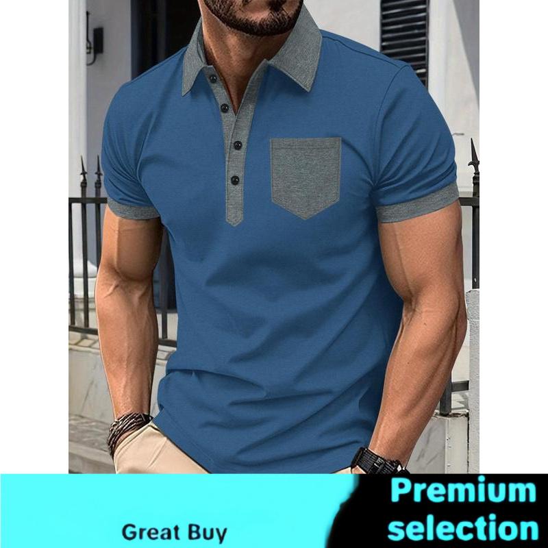 Men's Solid Color Contrast Trim Button Front Half Placket Polo - TikTok ...