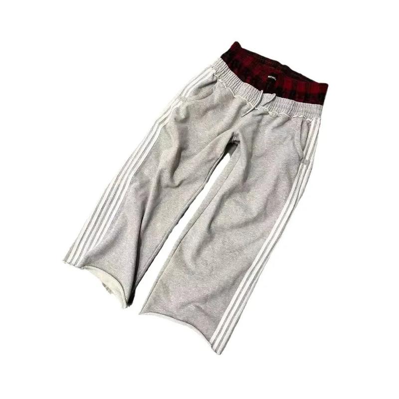 Plaid Patchwork Sweatpants - TikTok Shop