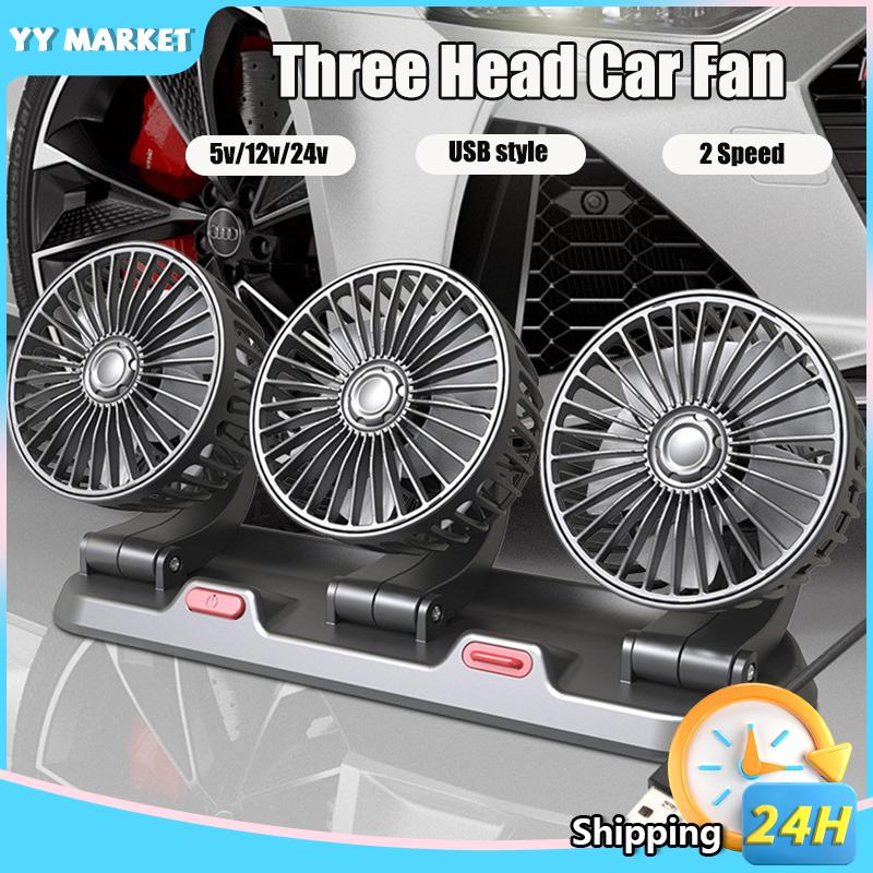 Car Strong Triple Fan Air Conditioning 3x Cooler 360° Deskto - TikTok ...