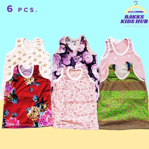 6pcs. Sando for girl 1-2 years old assorted design cotton/ cotton ...