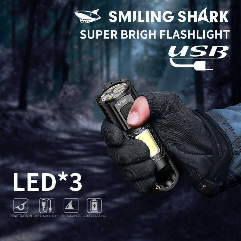 Smiling Shark USB Rechargeable LED Flashlight 3-mode portable ...
