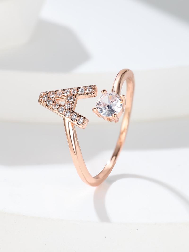 Creative Letter & Artificial Zircon Decor Cuff Engagement Ring - TikTok Shop