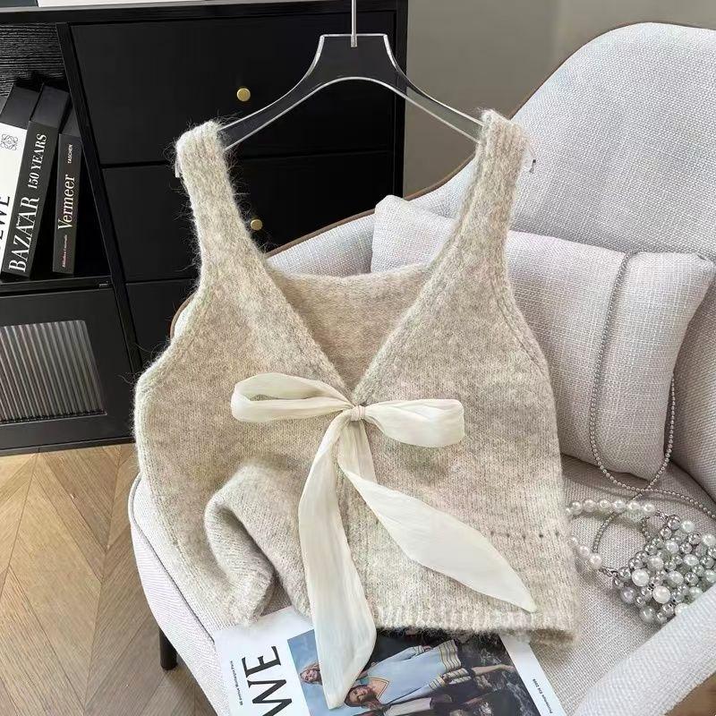 OOTD Design Sense Reverse Knitted Vest for Women Spring and Autumn ...