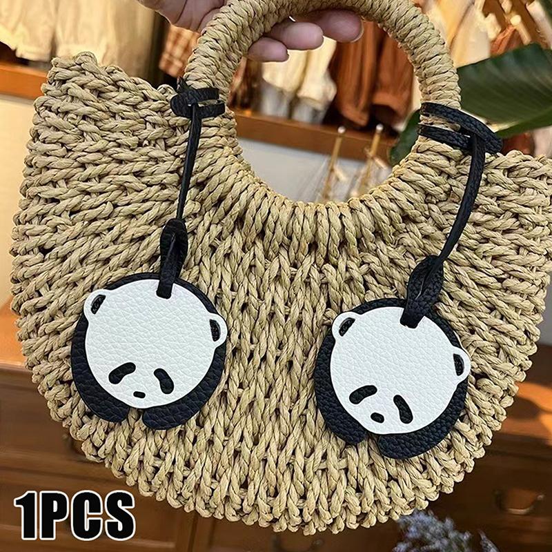 1Pcs Custom Natural Leather Cartoon Cute Panda Keychain Ladies - TikTok ...