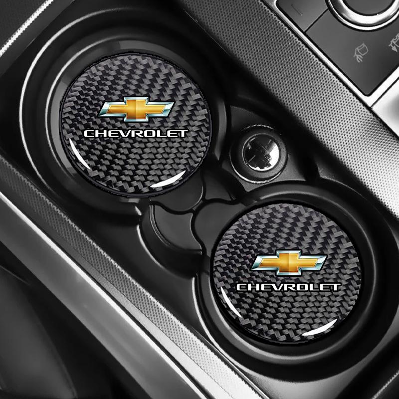 2PCS Carbon fiber Car Water Coaster Cup Anti-slip Mat for Chevrolet ...
