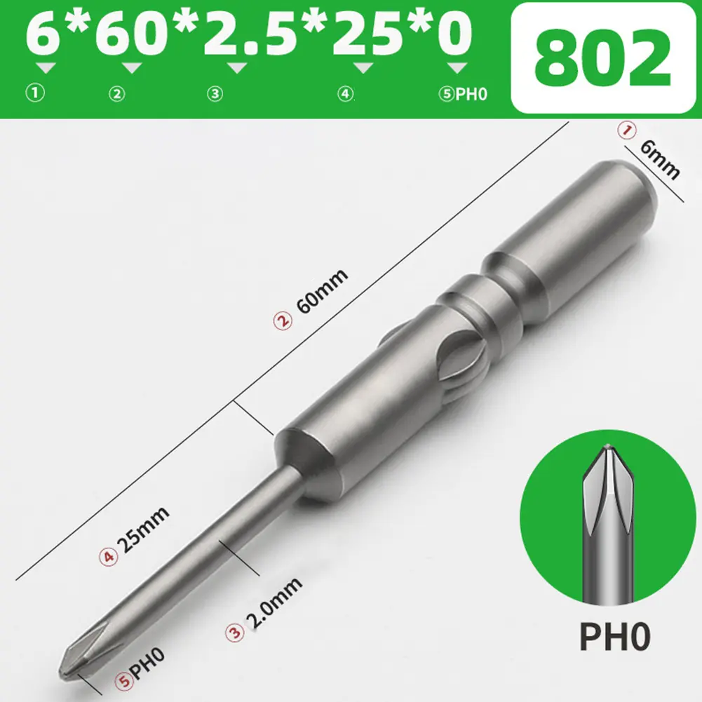 60 200mm PH0 PH1 PH2 802 Electric Cross Screwdriver Bit ImpactDriver ...