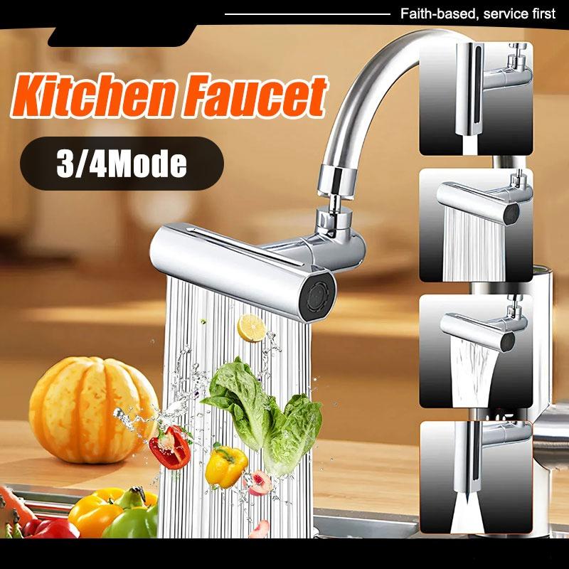 3/4 Modes Faucet Waterfall Kitchen 3 in 1 Flexible Kitchen Faucet ...