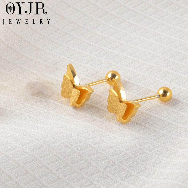OYJR Anting Titanium Butterfly Stainless Steel Earring for Women ...