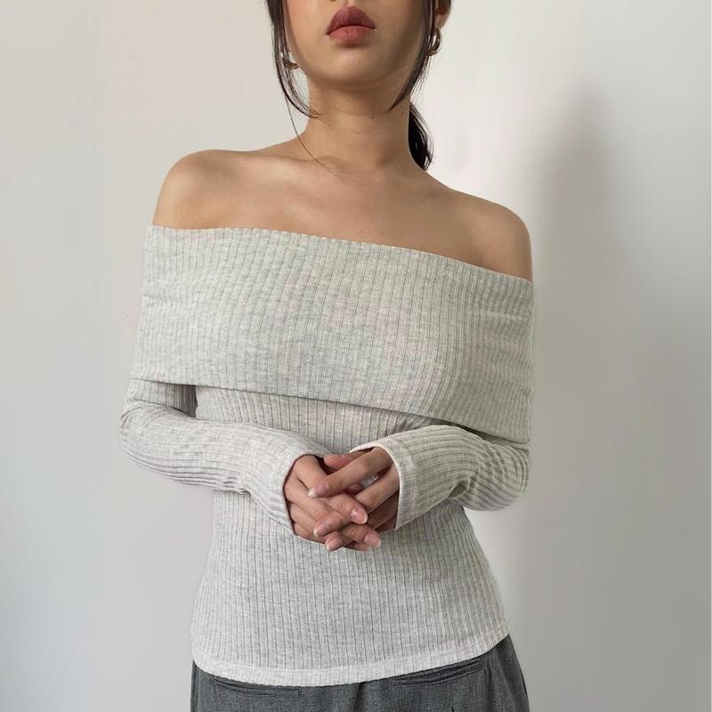 Belle Top | Off Shoulder Top | Atasan Sabrina Knit | Atasan Wanita ...