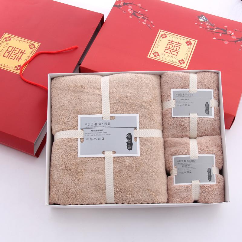 Coral fleece face towel bath towel gift box 3pcs/set wedding - TikTok ...