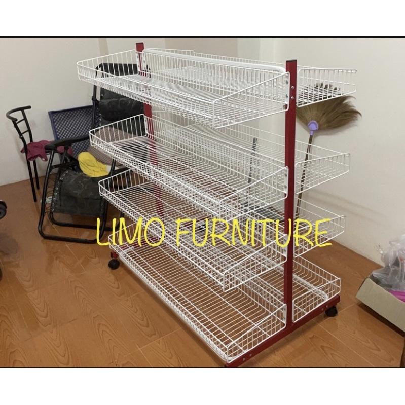 ชั้นวางของ4ชั้นสองด้าน รุ่นซุปเปอร์ตะกร้าหน้ากว้าง120cm. ขนาด75*120*133cm.สีอบอีพอคซี่L323 ...