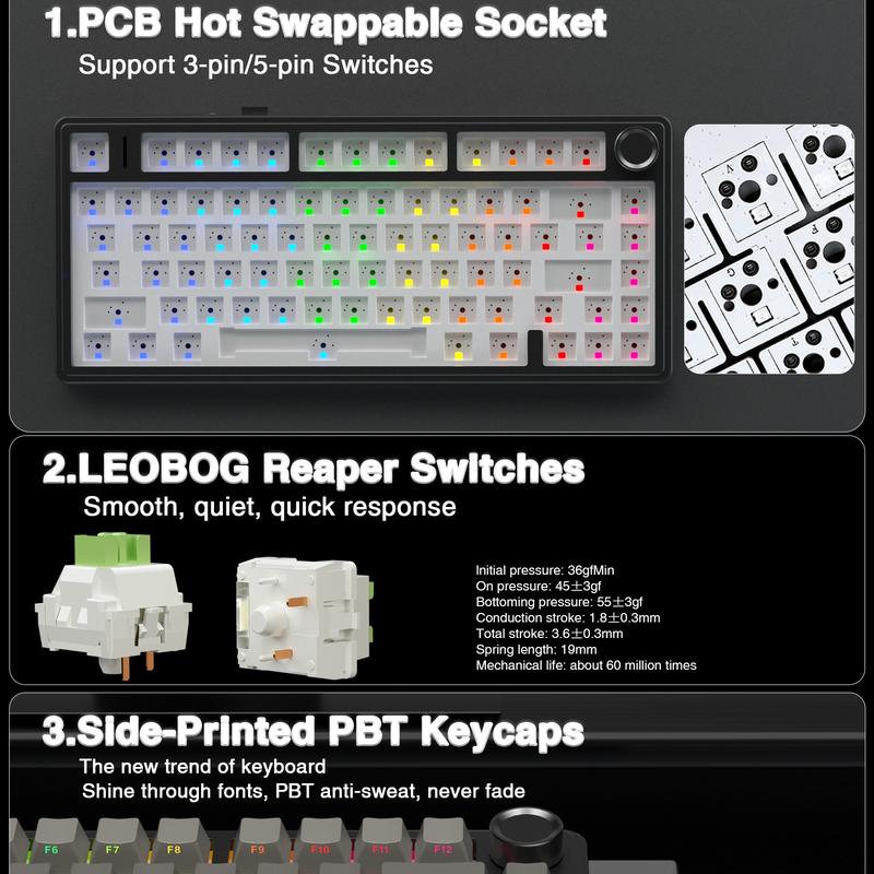 OFFICIAL AULA F75 Pro Wireless Mechanical Gaming Keyboard, 75 Percent ...