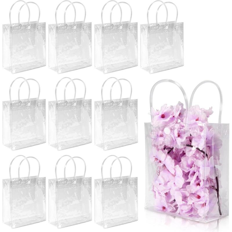 10 Pieces Transparent Gift Bags - PVC Candy Bags with Handles Reusable ...