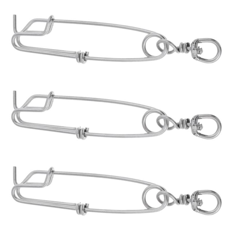 3pcs Long Line Clip Snap Stainless Steel Sea Fishing Connectors ...