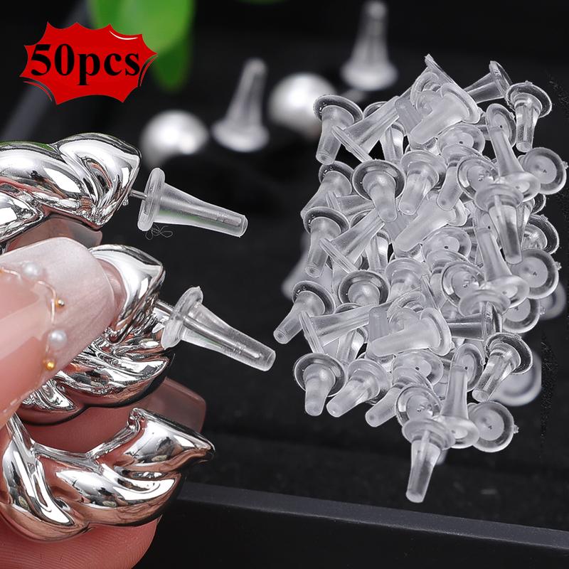 10/50pcs Transparent Earring Clasp Plastic Ear Stopper Hypoallergenic ...