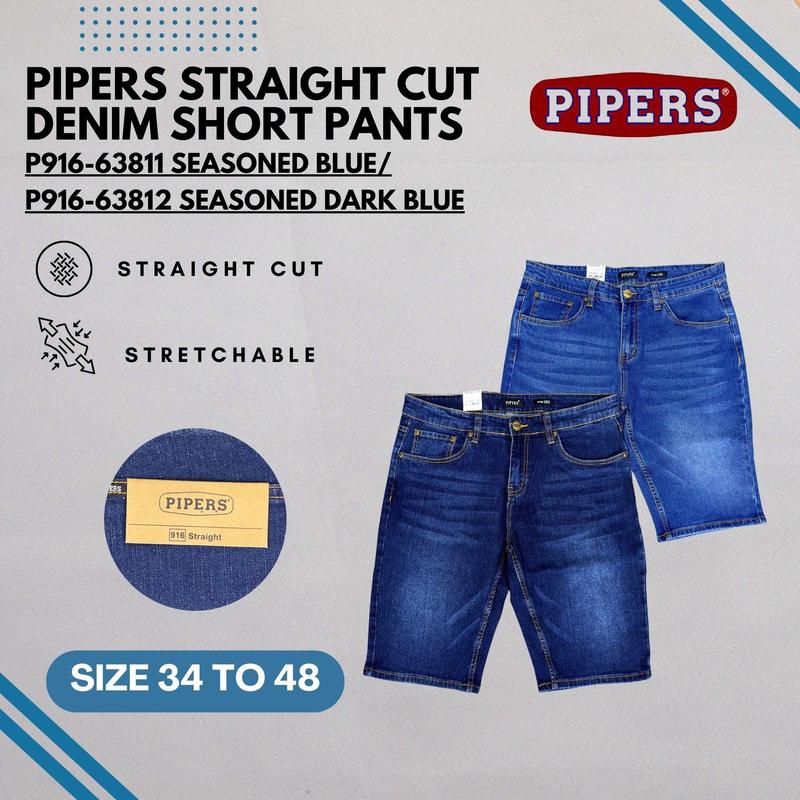 Original Pipers Straight Stretchable Denim Blue Jeans Short Pants ...