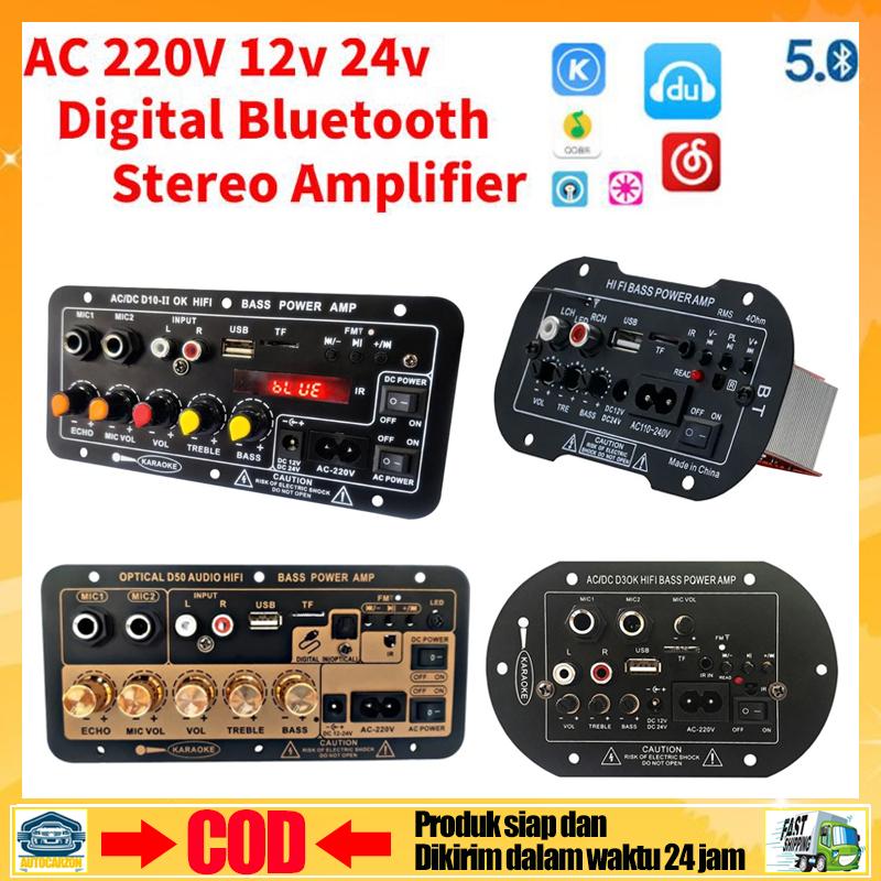 DC 12V 24V AC 220V Amplifier Ampli Mini Board Audio Bluetooth USB FM ...