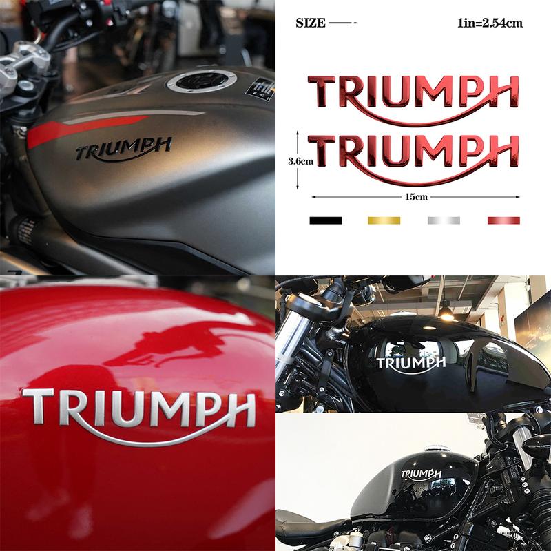 2PCS 3D Triumph Motorcycle Sticker Soft Rubber Retro Motorcycle ...