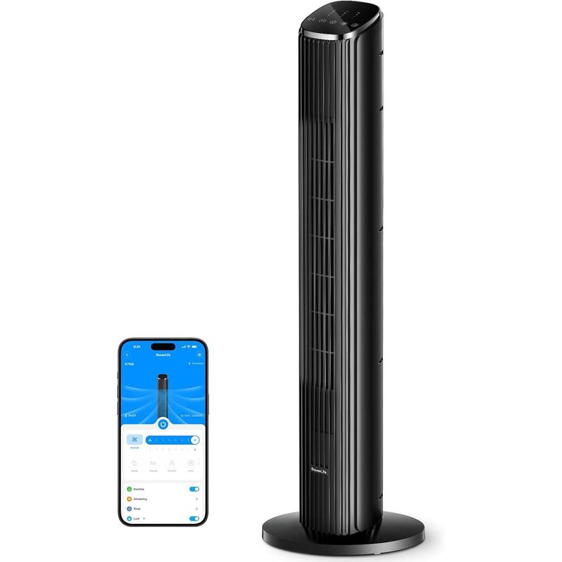 Black Tower Fan for Bedroom, 36" Floor Fan with App/Voice Control ...