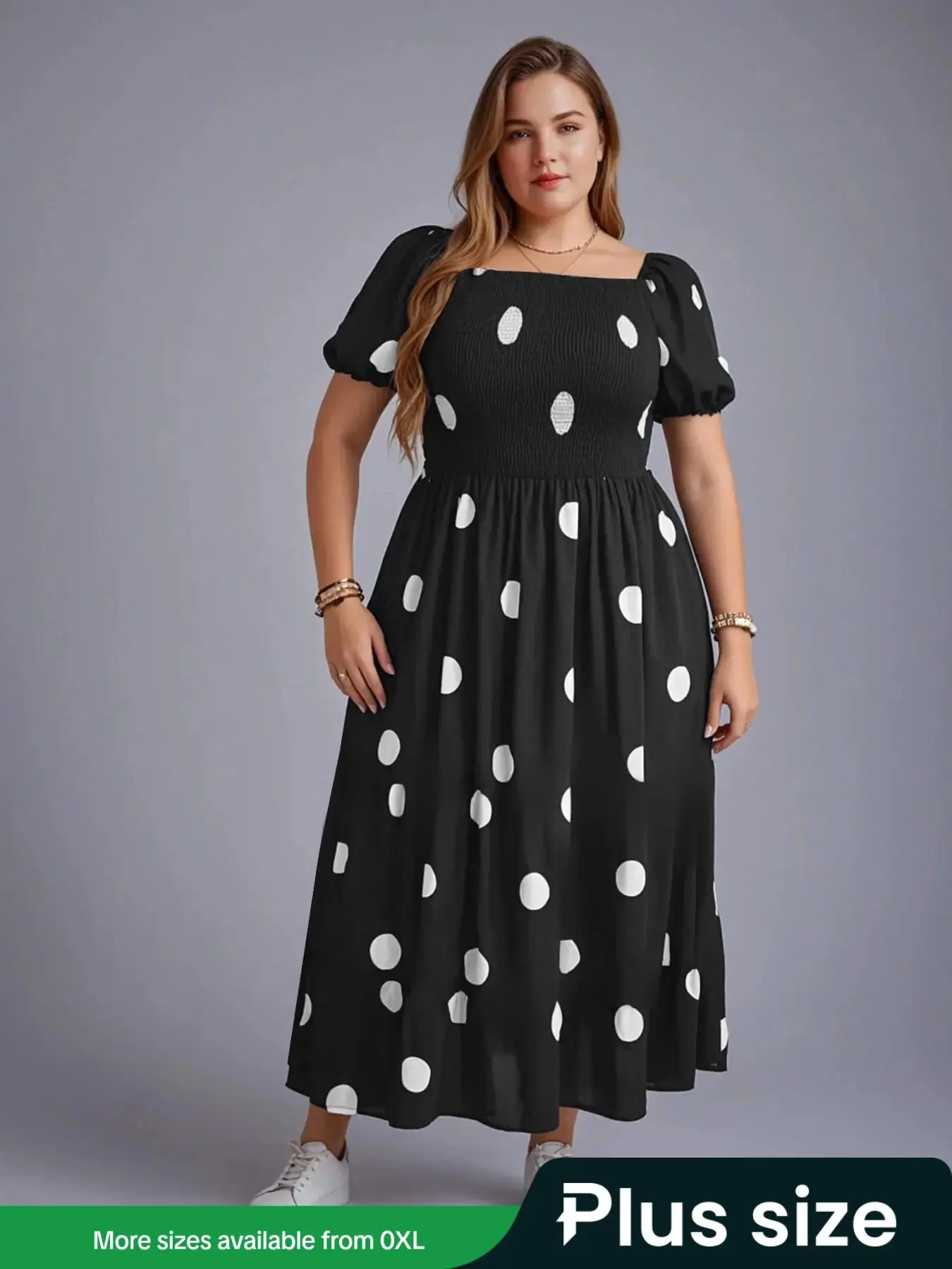 Women's Elegance Plain Ruffle Hem Shirred Puff Sleeve A Line Frenchy ...