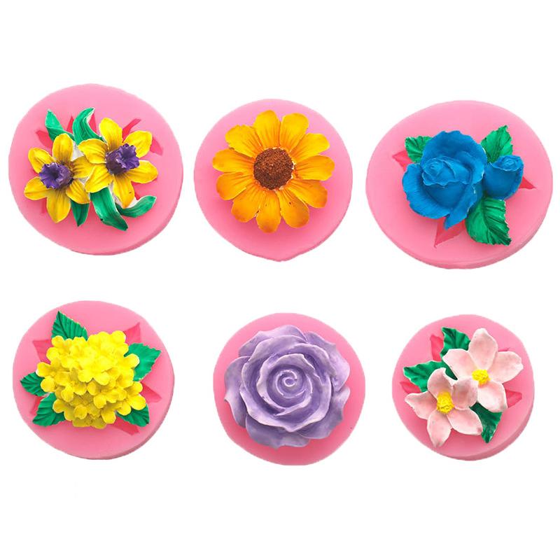 Acuan Silikon, 3D Mawar Teratai Orkid Daisy Bunga Matahari Alat ...