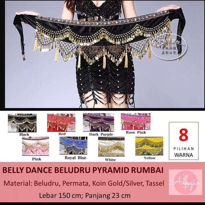 Jual Selendang Pinggul Tari Perut Belly Dance Hip Scarf Beludru Pyramid ...