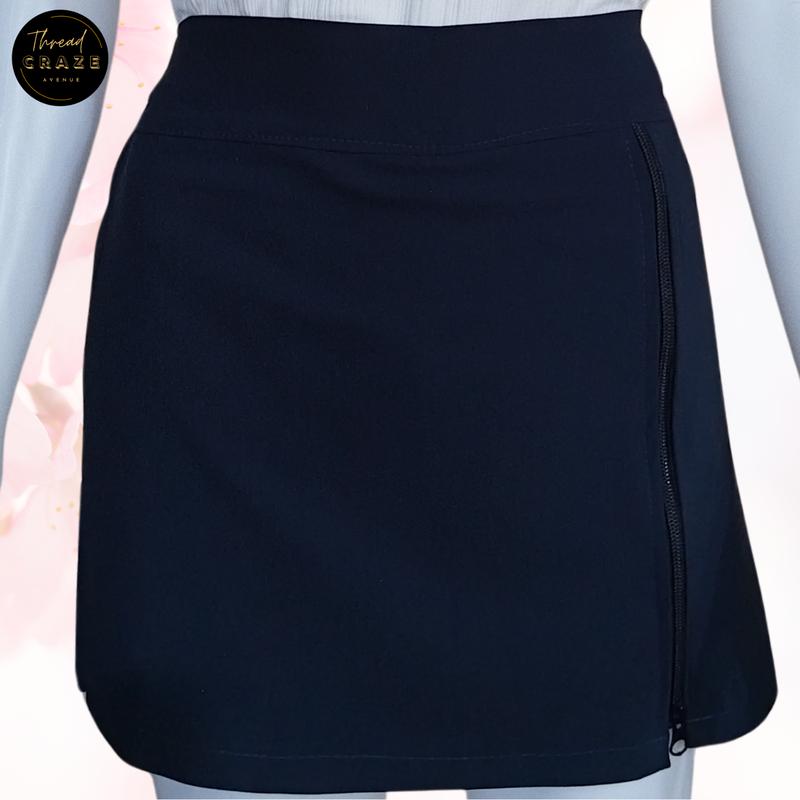 Thea Plain Casual Skorts Palda Shorts with Zipper for Women Stretchable ...