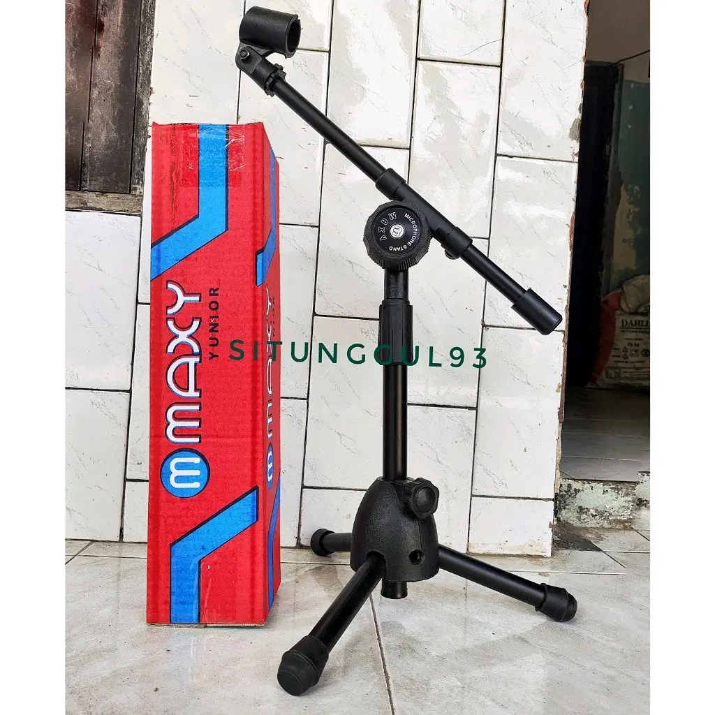 Stand mic / tiang mic maxy duduk pendek free holder mic besi tebal ...