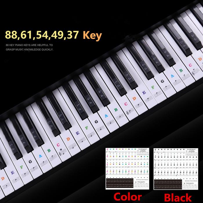 Jual Stiker label Tuts keyboard piano sticker - Huruf Black - Kab ...