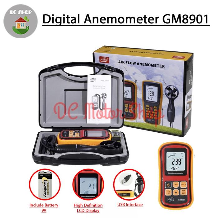 Jual BENETECH GM8901 Digital Anemometer Wind Speed Air Meter ...
