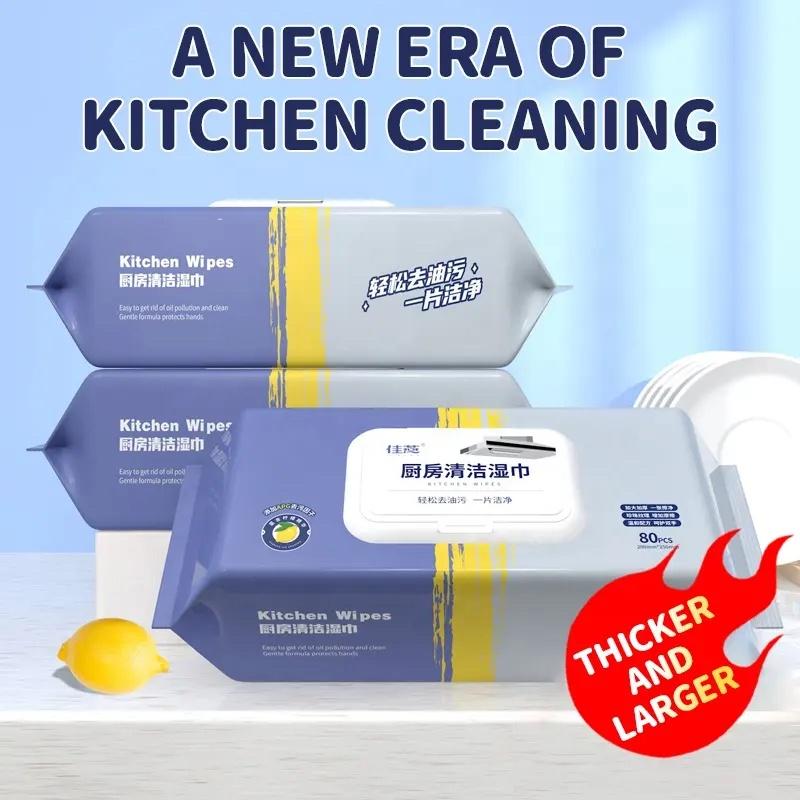 Kitchen Wipes Cleaning Wipes 80Pcs Strong Decontamination Kitchen ...