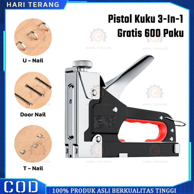 (COD) Gratis 600 Paku / Stapler 3in1 Tembak Gun Serbaguna Staples ...