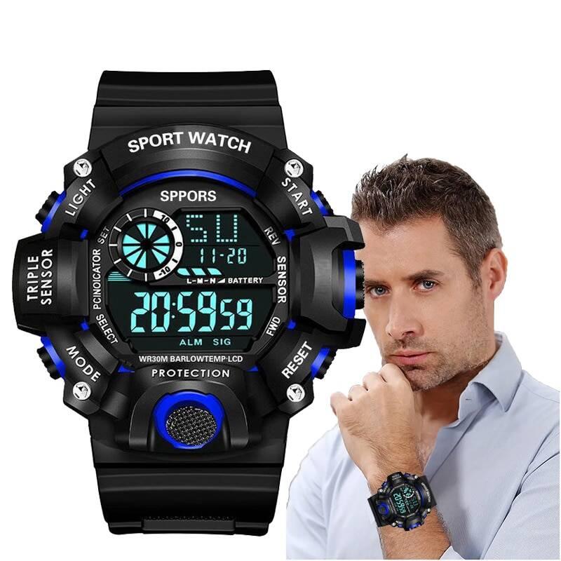 POSHI Ins Men's Luminous Electronic Watch Sports Student Waterproof ...