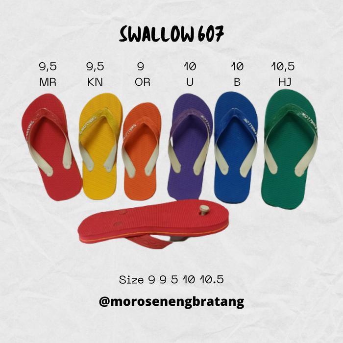 Jual Sandal jepit SWALLOW 607 dasar warna size 9 9.5 10 10.5 size 36 37 ...