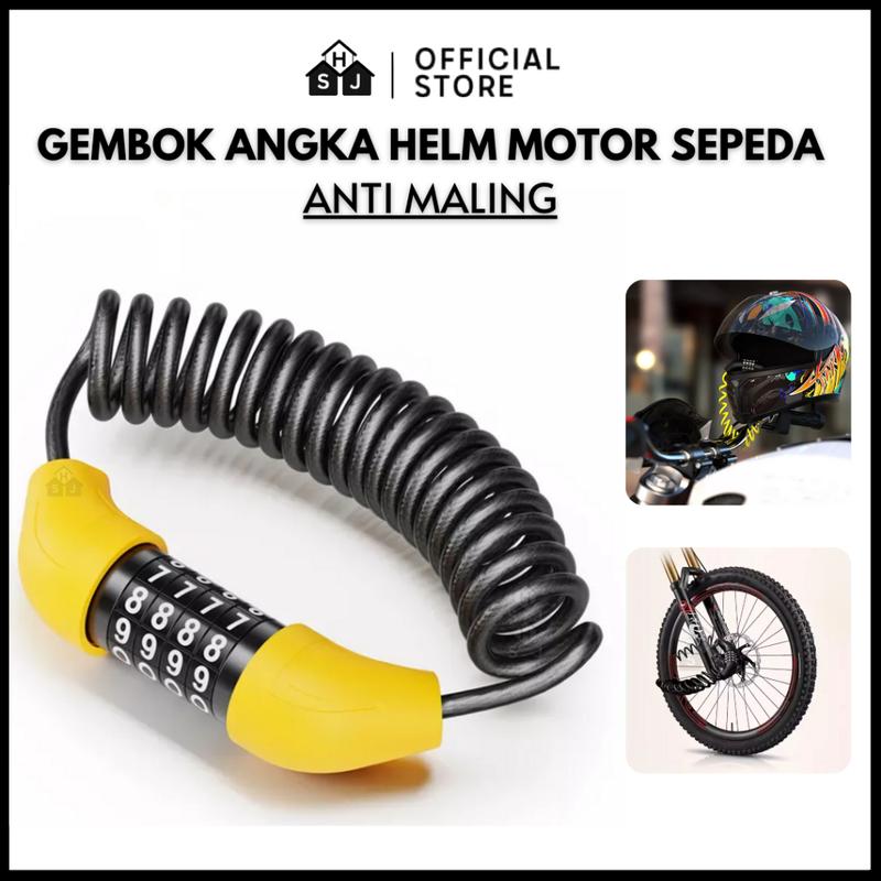 Gembok Kunci Sepeda Kunci Helm Motor TM09 Keamanan 4 Kombinasi Angka ...