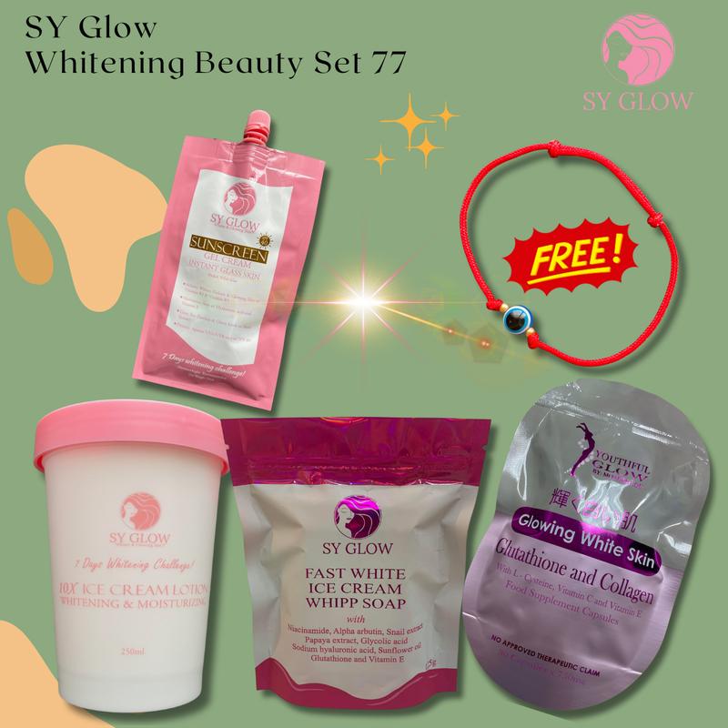 SY Glow Whitening Beauty Set 77 - Whitening Lotion, Soap, & Sunscreen ...
