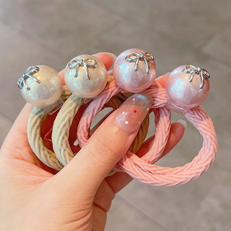 [Sayoung] Children's bow pearl hair band Girls' high elastic - TikTok ...