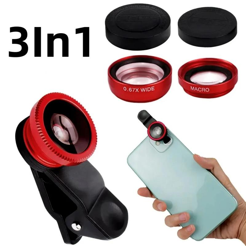 3In1 Mobile Phone Fish Eye Lens 0.67X Wide Angle Macro Lenses Camera ...