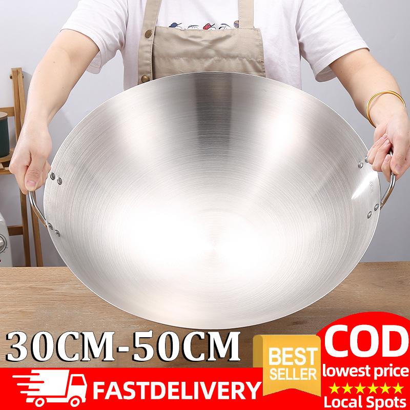 30-50CM Non-stick Pan Stainless Steel Large Wok Raging Fire Stove ...
