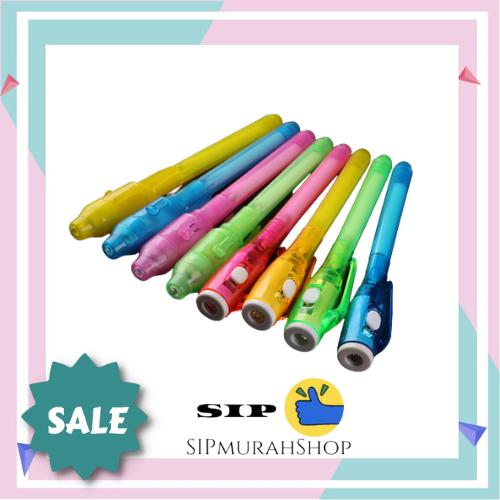 2in1 Invisible Ink Pen UV Light Ultraviolet Pulpen Senter Rahasia ...