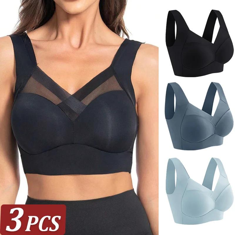 3Pcs Women Sport Bras Plus Size Seamless Lace Bra Bralette Backless - TikTok Shop Singapore