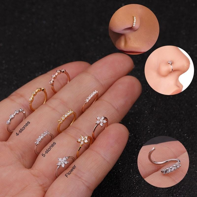 1 Keping Cincin Hidung Zirkon 20G untuk Piercing Telinga Helix Rook ...