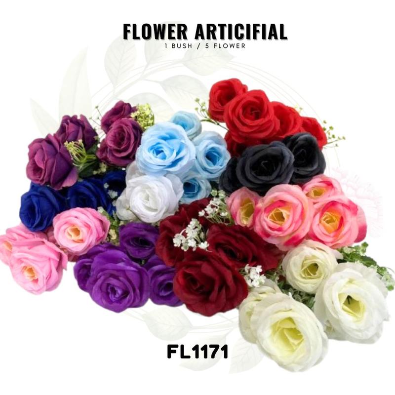 Bunga Ros Hiasan Tiruan 5 kuntum | Rose Artificial | Bunga Hiasan ...
